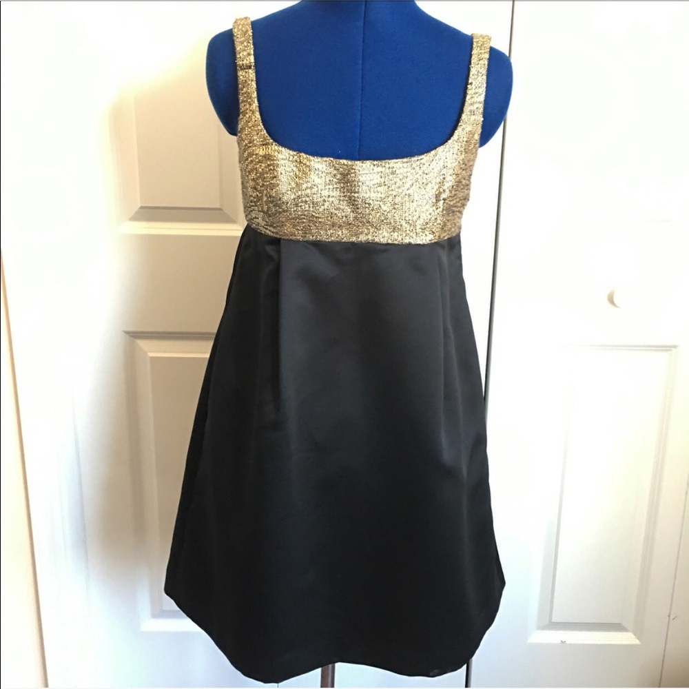 Milly Gold Tweed And Black Satin Dress - Gem